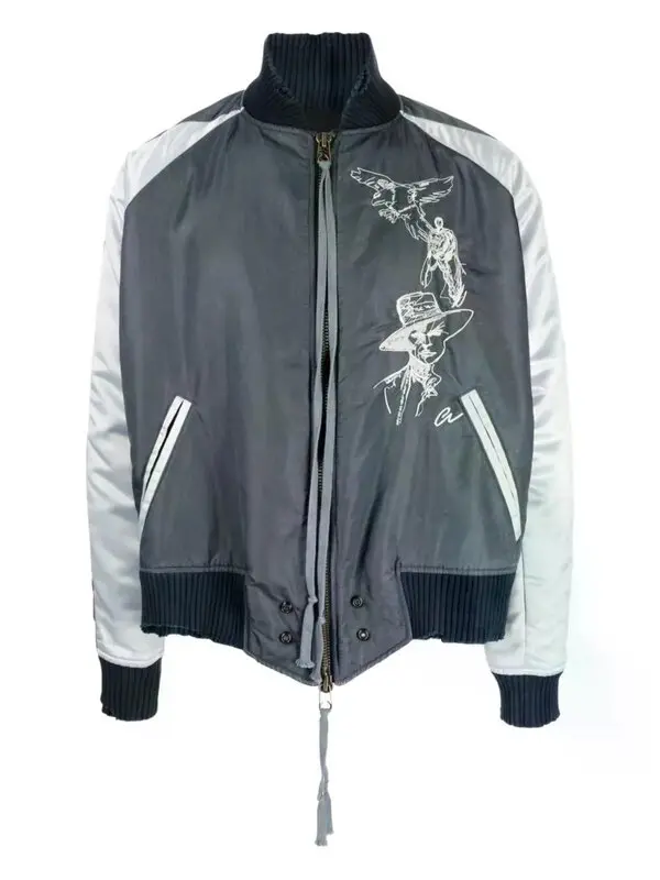 GREG LAUREN Embroidered Bomber Jacket
