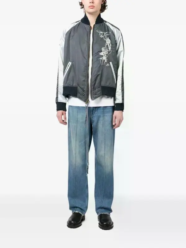 GREG LAUREN Embroidered Bomber Jacket