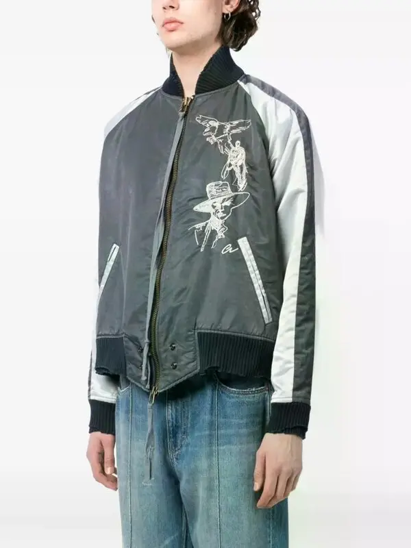 GREG LAUREN Embroidered Bomber Jacket