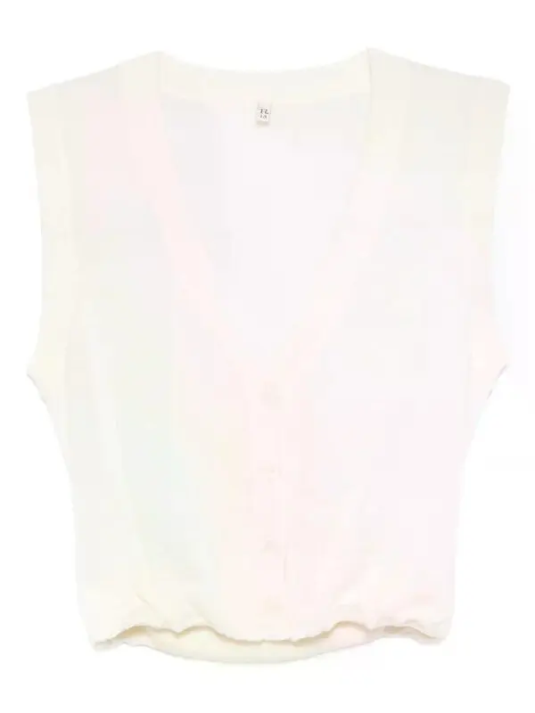 R13 V-neck Cropped Vest - Neutrals