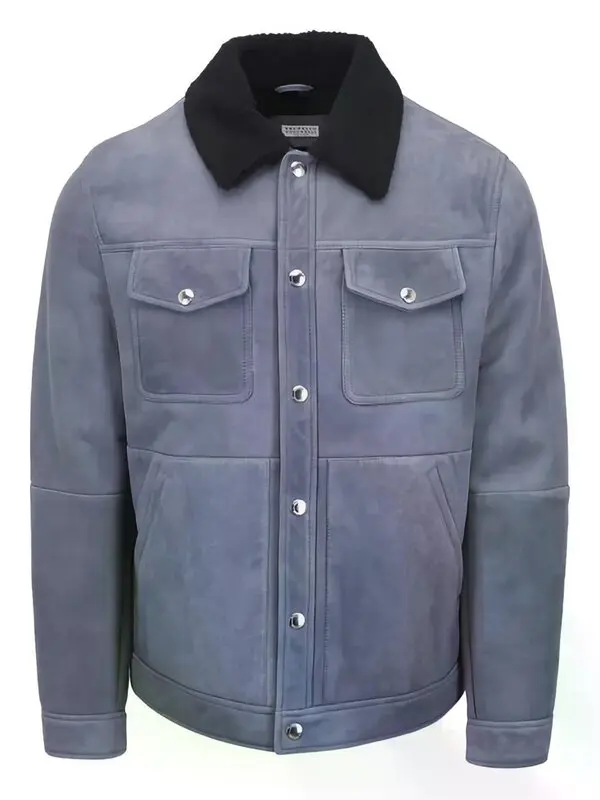 Brunello Cucinelli Shearling-collar Leather Jacket