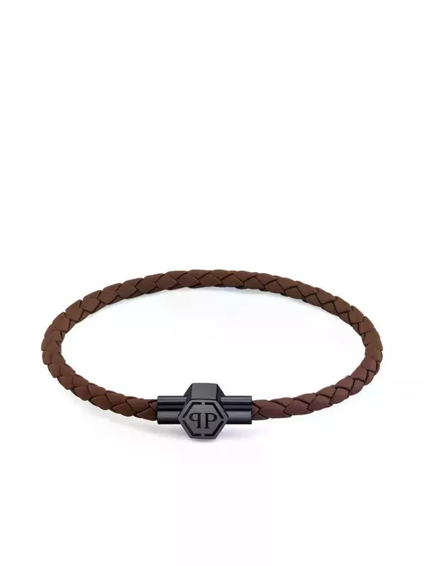 Philipp Plein Enigma Braided-leather Bracelet - Black