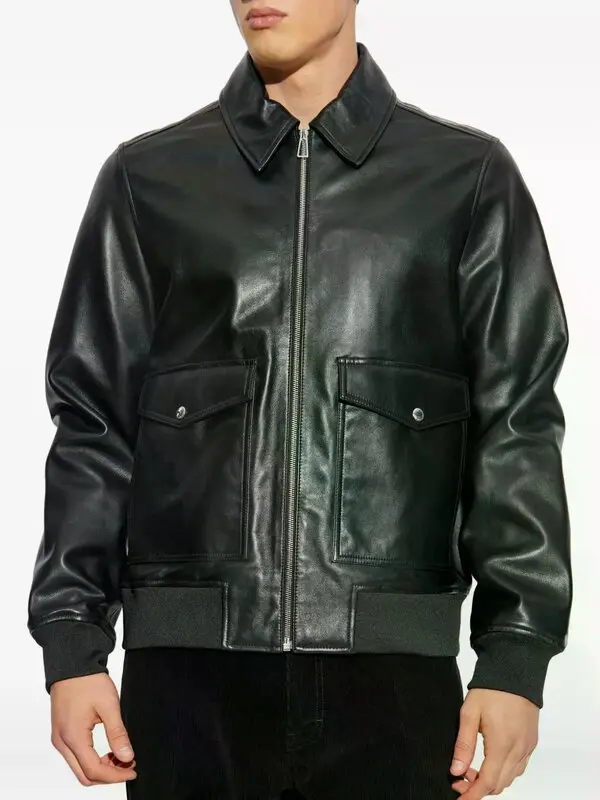 Paul Smith Flap-pocket Zip-front Leather Jacket - Black