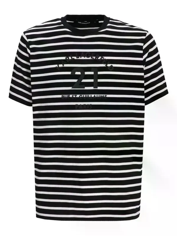 Karl Lagerfeld Striped Embroidered T-shirt - Black