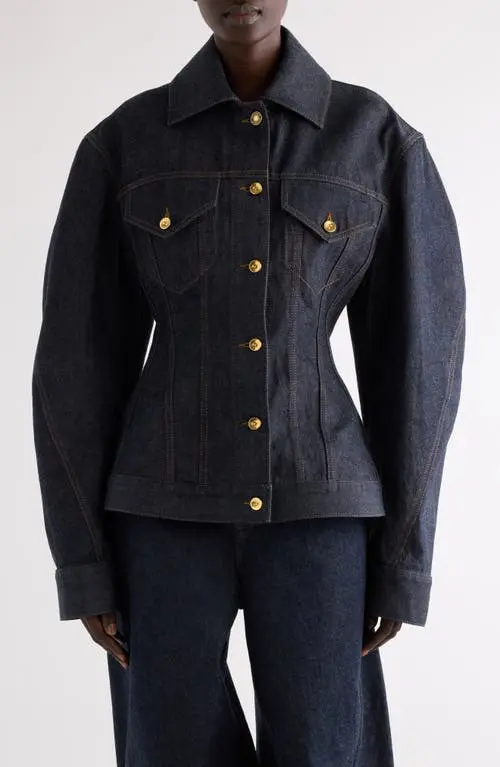 Givenchy Cocoon Waisted Denim Jacket - Dark Blue