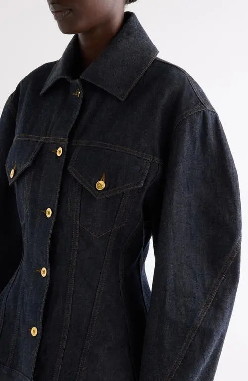 Givenchy Cocoon Waisted Denim Jacket - Dark Blue