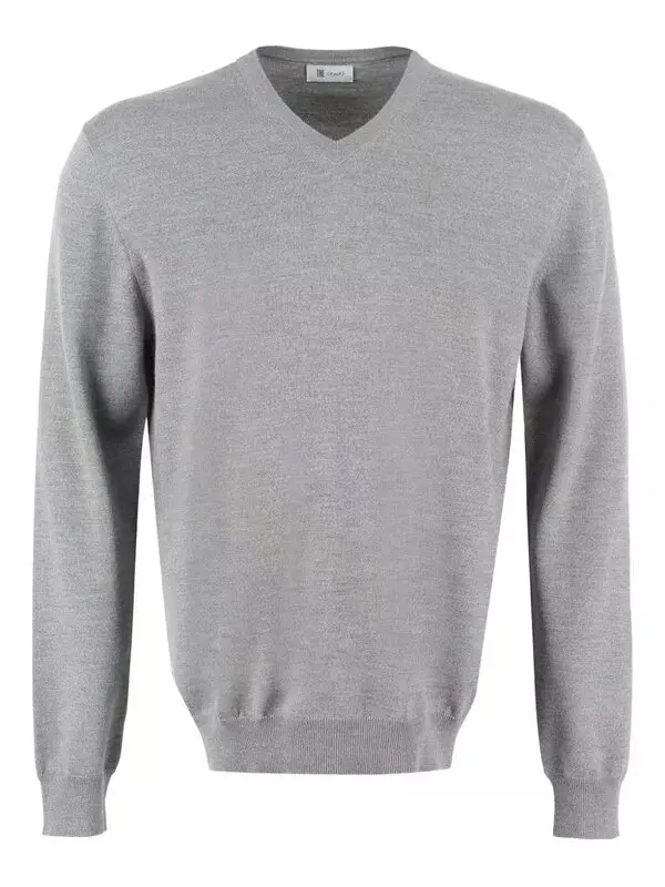 THE (ALPHABET) V-neck Sweater - Grey