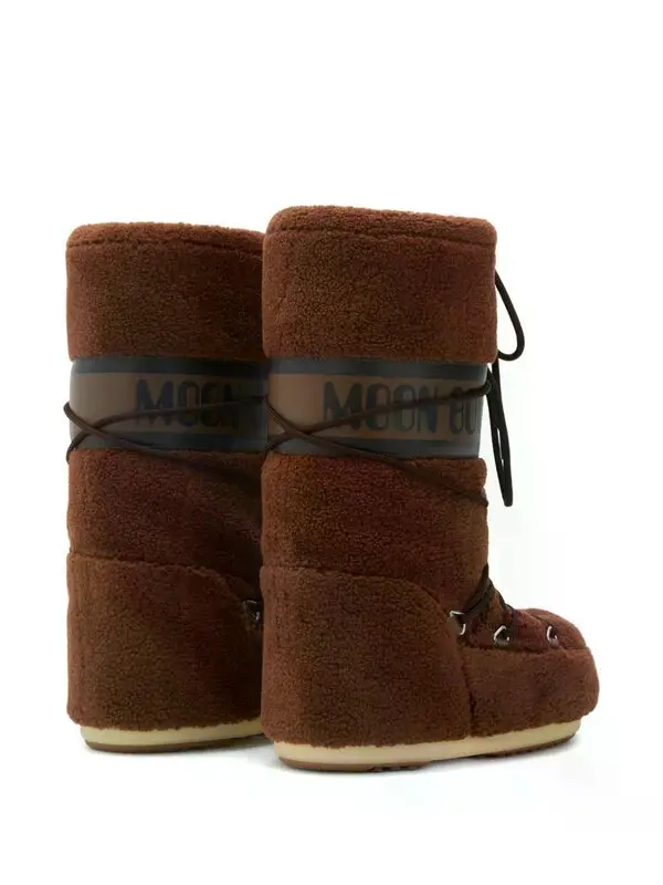 Moon Boot Icon Lace-up Fleece Snow Boots - Brown
