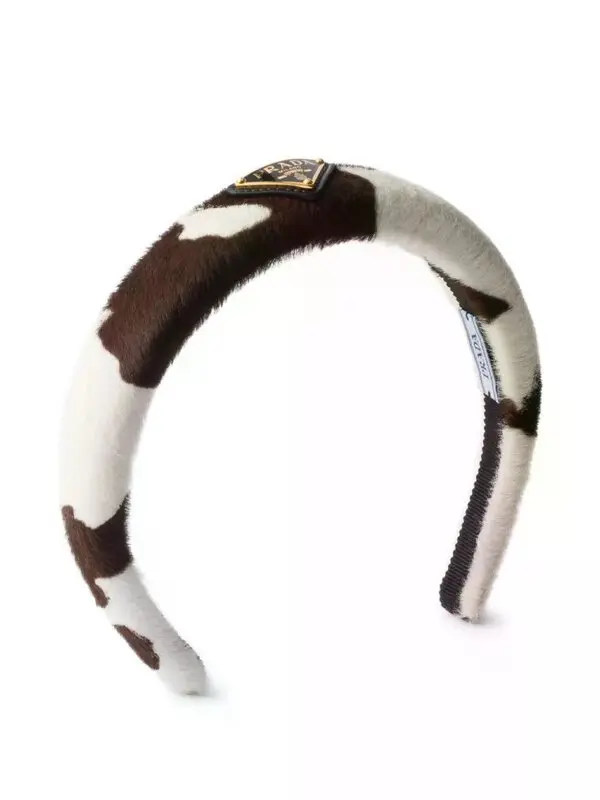 Prada Cow-print Headband - White