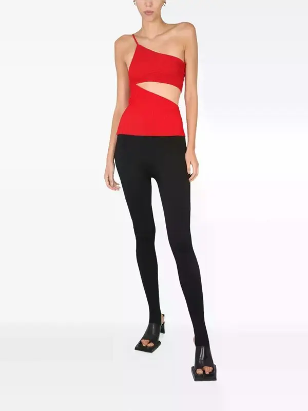 ANDREĀDAMO One-shoulder Cut-out Top - Red