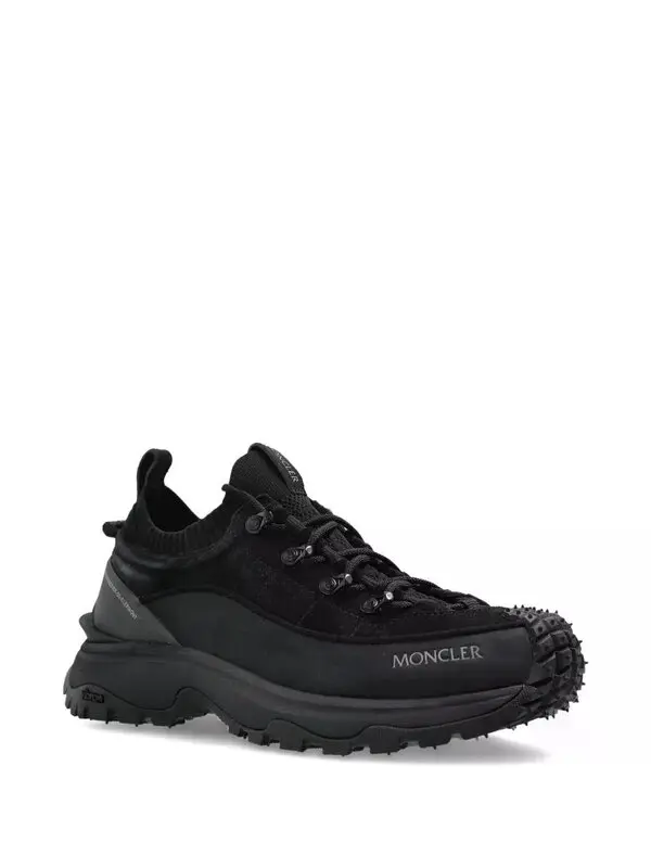 Moncler Knitted-panel Lace-up Trainers - Black