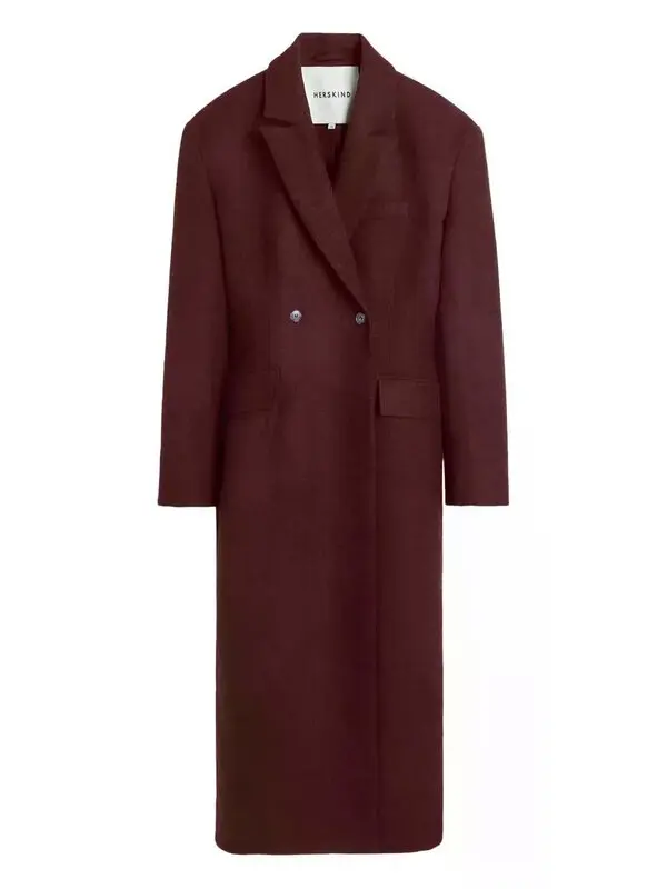 HERSKIND Padded-shoulder Double-breasted Coat