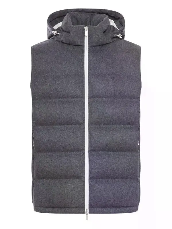 Brunello Cucinelli Hooded Quilted Gilet - Grey