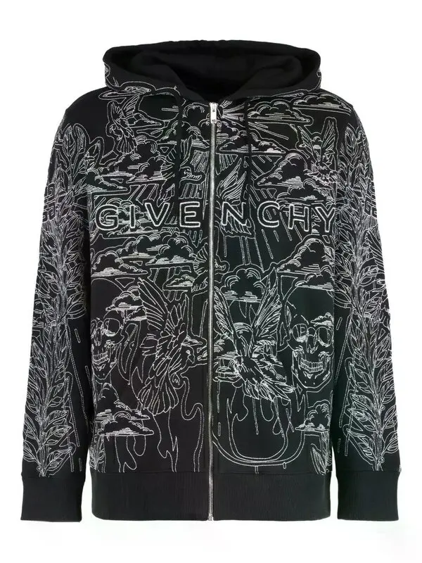 Givenchy Embroidered Full-zip Hoodie