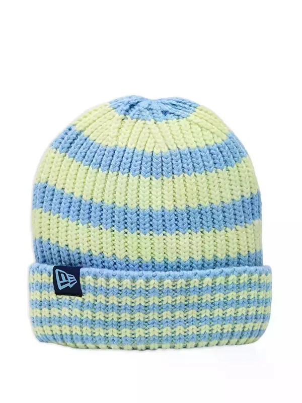 New Era Knitted Stripe-pattern Beanie - Blue