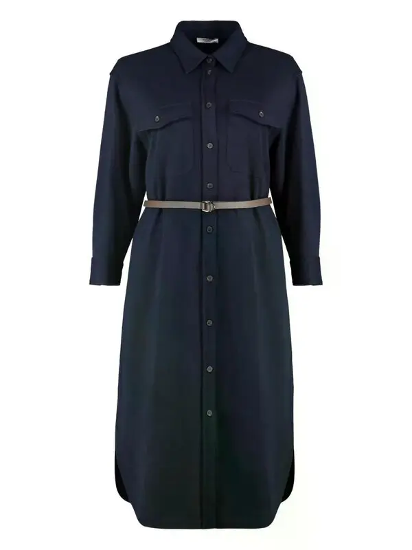 Peserico Belted Flap-pocket Midi Shirt Dress