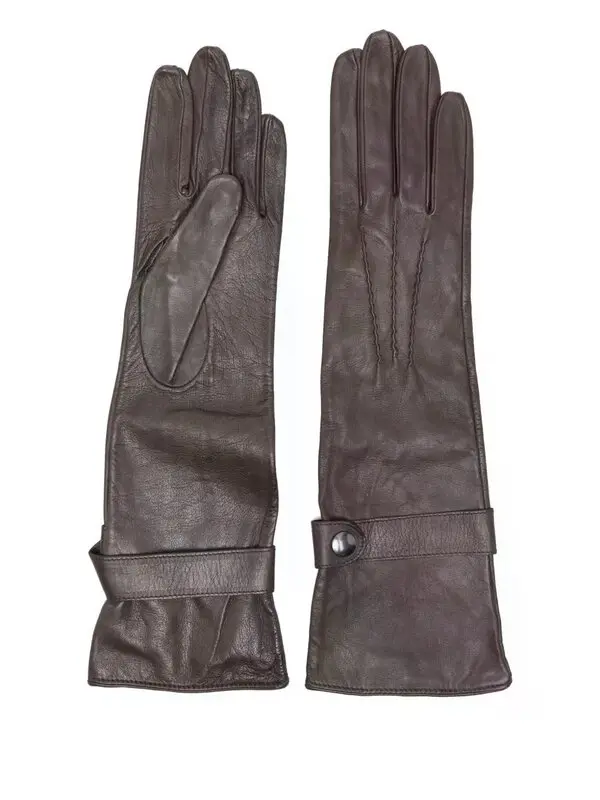MANOKHI Button-fastening Leather Gloves - Brown