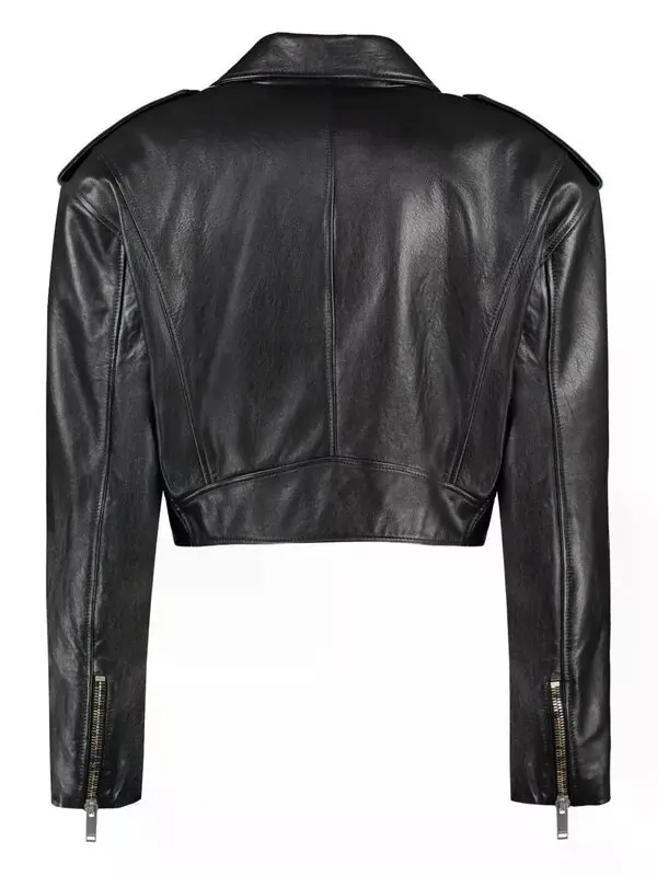 HALFBOY Cropped Biker Leather Jacket - Black