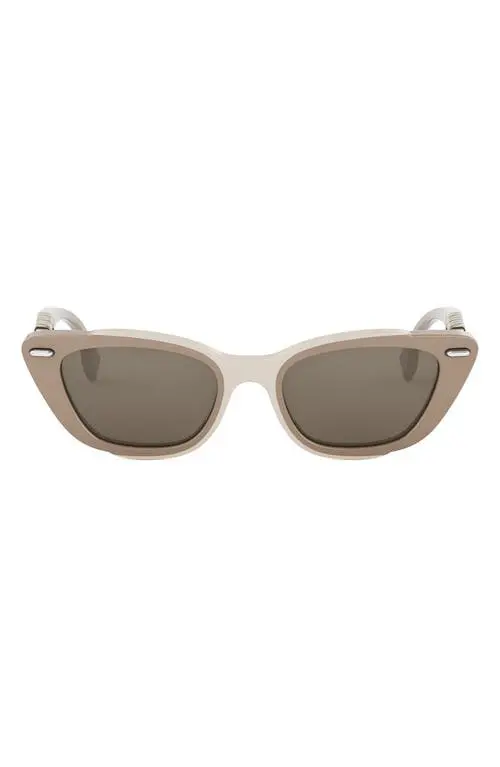 Fendi Interlace Cat Eye Sunglasses - Shiny Light Brown /brown