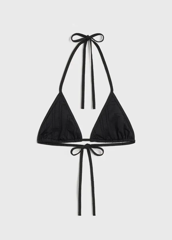 TOTEME Monogram Pointelle Bikini Top - Black