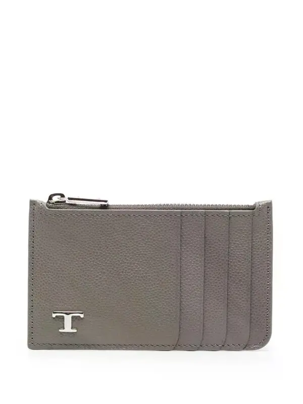 TOD'S Logo-plaque Zip-fastening Cardholder - Grey