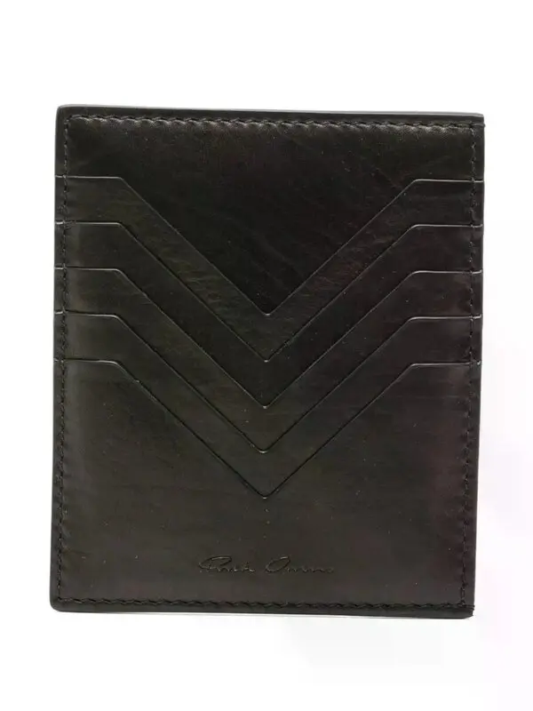 Rick Owens Chevron-detail Leather Cardholder - Black