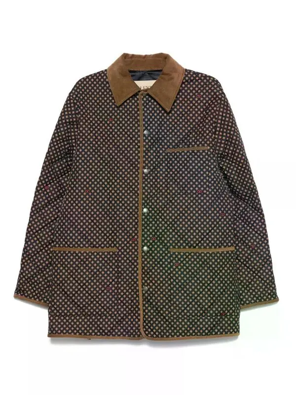 Valentino Garavani Geometric Pattern Corduroy Collar Overshirt - Blue