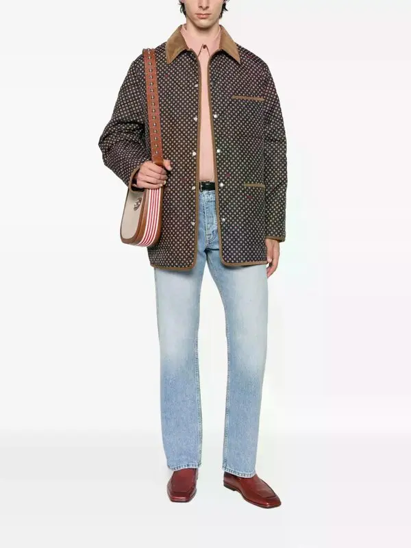Valentino Garavani Geometric Pattern Corduroy Collar Overshirt - Blue
