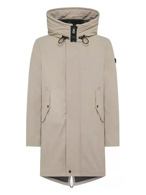 Peuterey Hooded Drawstring Parka Coat - Neutrals