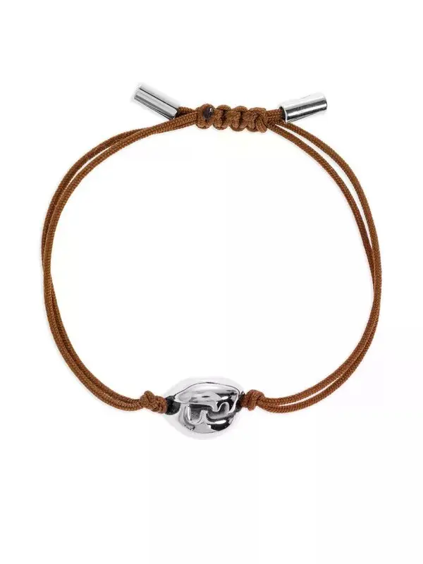 Fendi Shell-embellished Cord Bracelet - Silver