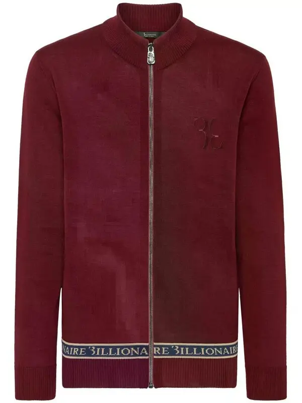 BILLIONAIRE Logo-embroidered Zip-up Jumper