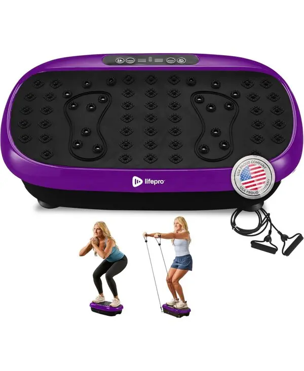 LIFEPRO Compact Vibration Plate Exercise Machine Mini Full Body Platform For Lymphatic Drainage & Pain Relief - Purple