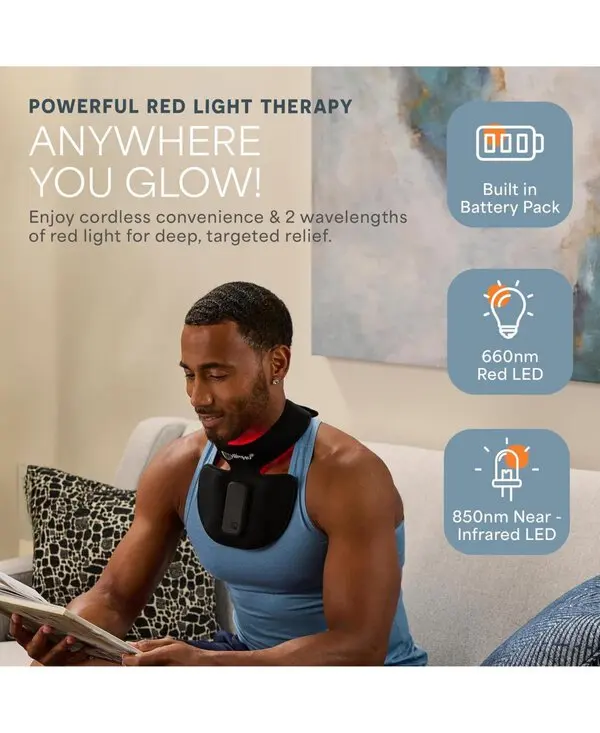 LIFEPRO Compact Red Light Therapy Device For Neck Rechargeable & Portable Near Infrared Therapy With Multiple Settings