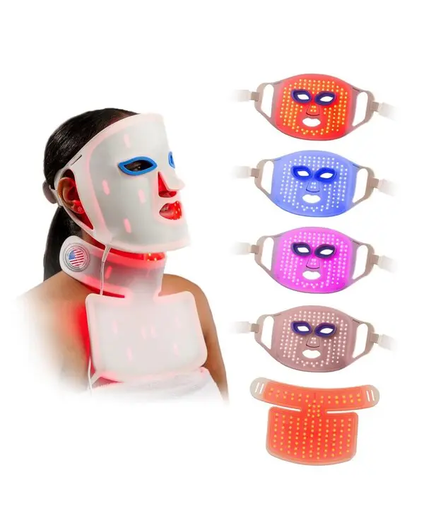 LIFEPRO Red Light Therapy Face Mask With Neck Coverage 3-color Led Light Therapy For Skin Care At Home - White