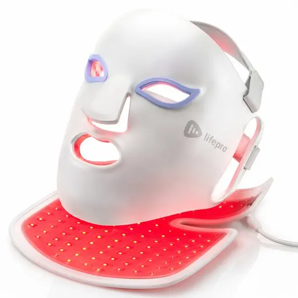 LIFEPRO Red Light Therapy Face Mask With Neck Coverage 3-color Led Light Therapy For Skin Care At Home - White