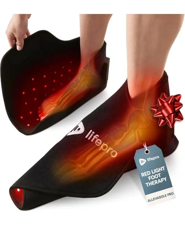 LIFEPRO Red & Near Infrared Light Therapy Foot & Ankle Brace Â Pain Relief For Feet - Black