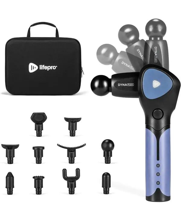 LIFEPRO Heavy Duty Massage Gun For Athletes Deep Tissue Percussion Muscle Massager With Adjustable Heads & Tips - Blue