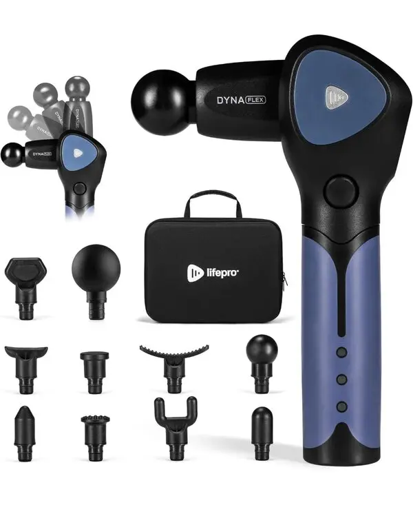 LIFEPRO Heavy Duty Massage Gun For Athletes Deep Tissue Percussion Muscle Massager With Adjustable Heads & Tips - Blue