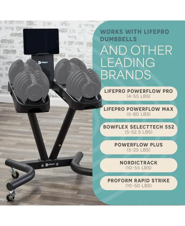 LIFEPRO Adjustable Dumbbell Stand Rack – Compatible With Powerflow Plus