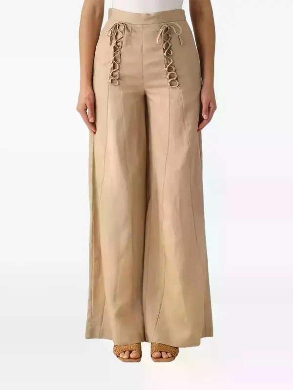 TWINSET Lace-up Wide-leg Trousers - Neutrals
