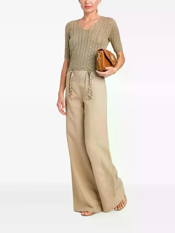 TWINSET Lace-up Wide-leg Trousers - Neutrals