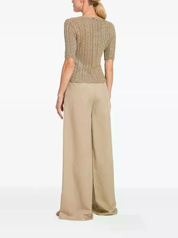 TWINSET Lace-up Wide-leg Trousers - Neutrals