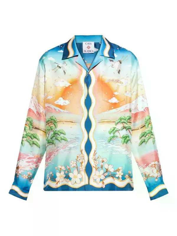 Casablanca Tennis Club Silk Shirt - Blue