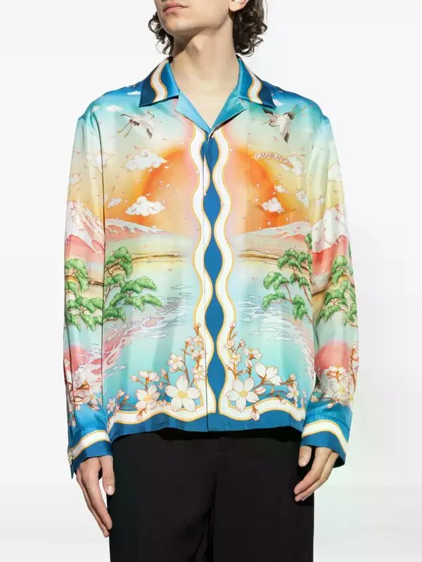 Casablanca Tennis Club Silk Shirt - Blue