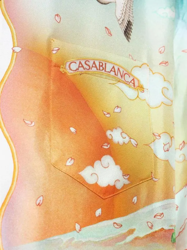 Casablanca Tennis Club Silk Shirt - Blue