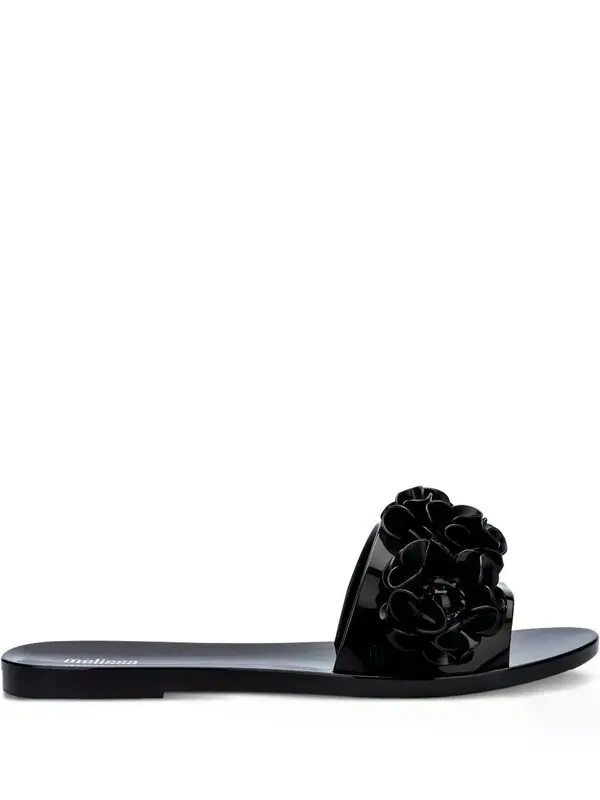 Melissa Floral-embellished Slides - Black