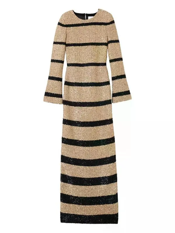 St. John Sequin Striped Maxi Dress
