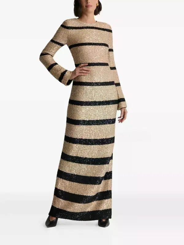 St. John Sequin Striped Maxi Dress