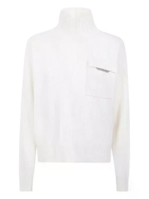 Brunello Cucinelli High-neck Pocket Sweatshirt - White