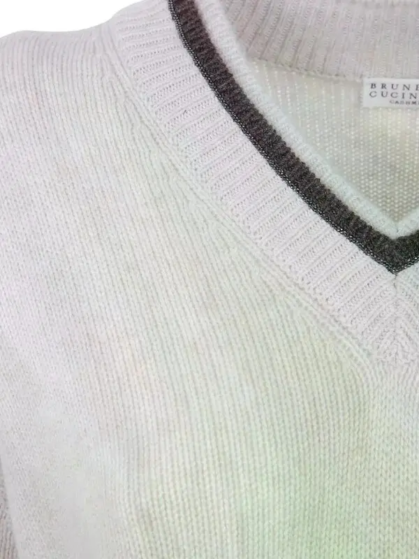 Brunello Cucinelli V-neck Cashmere Sweater - Neutrals